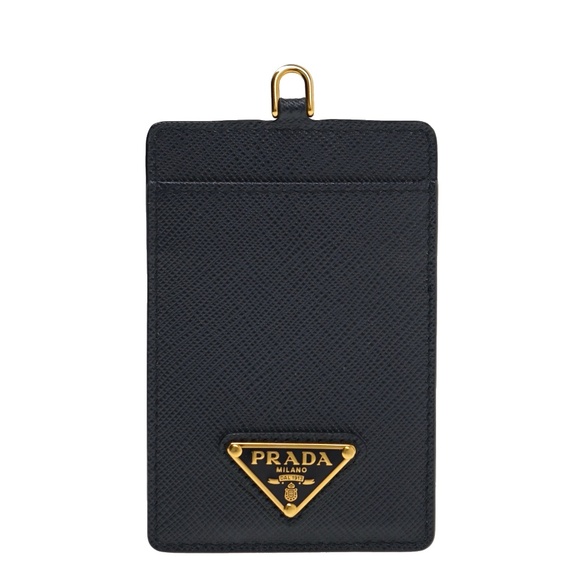 Prada | Bags | Prada Id Badge Card Holder Yellow Navy Blue Leather Mc07 ...
